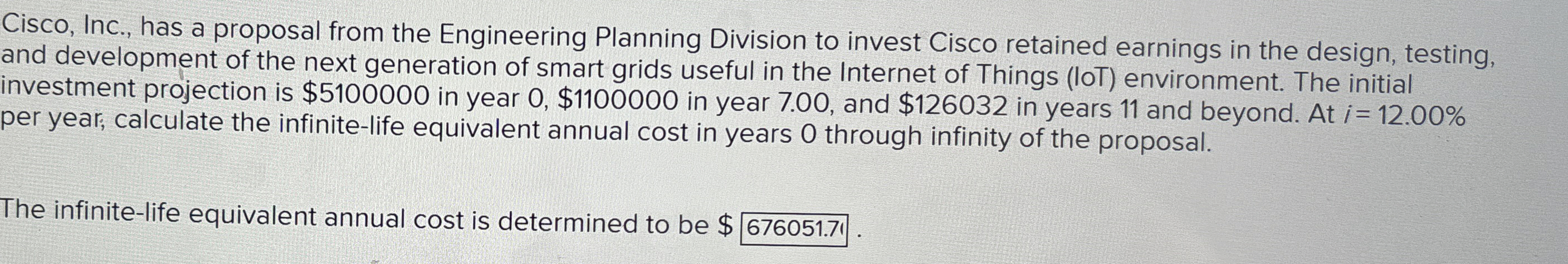 Solved Cisco, Inc., has a proposal from the Engineering | Chegg.com