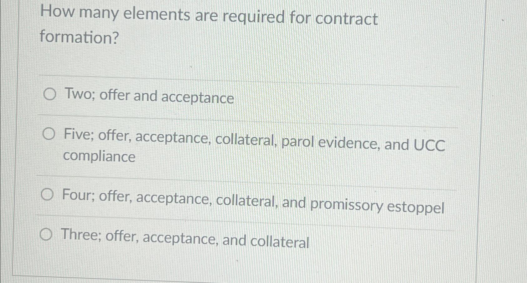 Solved How many elements are required for contract | Chegg.com