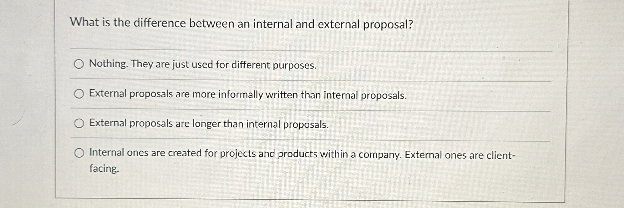 Solved What is the difference between an internal and | Chegg.com