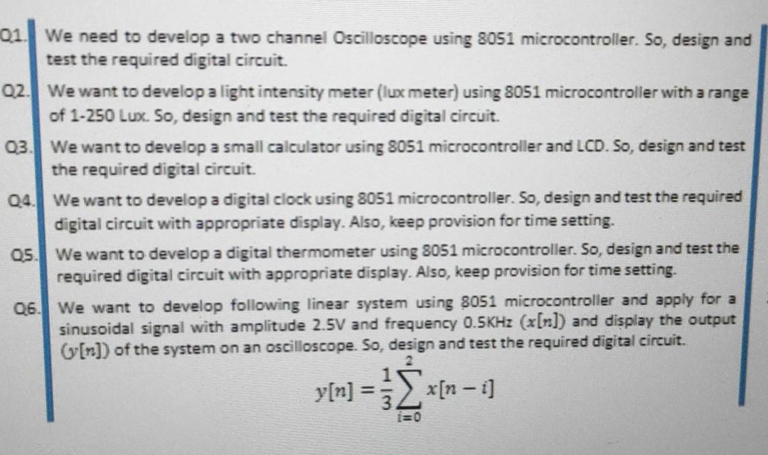 Solved We want to develop following linear system using 8051 | Chegg.com