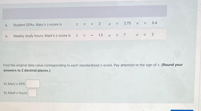 Solved Find the original data value corresponding to each | Chegg.com
