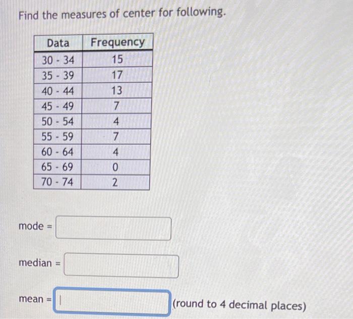 Solved \begin{tabular}{|c|c|} \hline Data & Frequency \\ | Chegg.com
