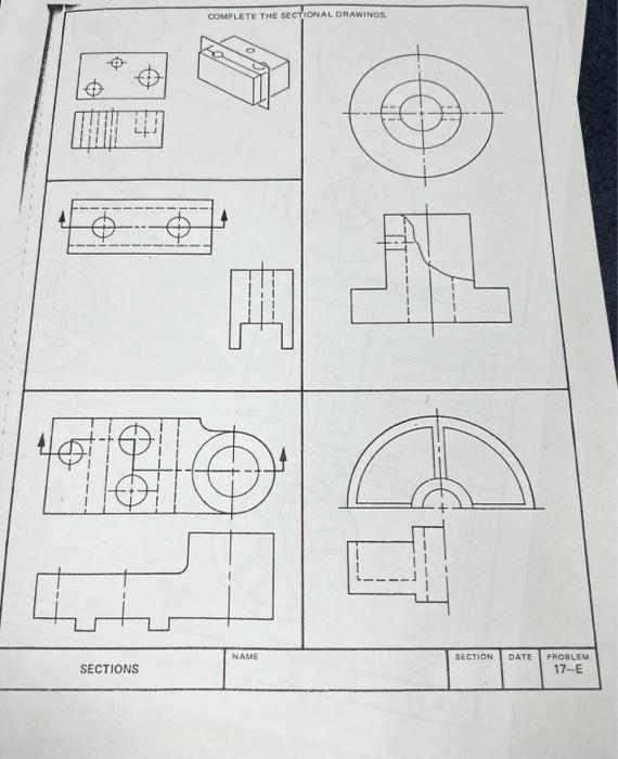 Solved COMPLETE THE SECTIONAL DRAWINGS. | Chegg.com