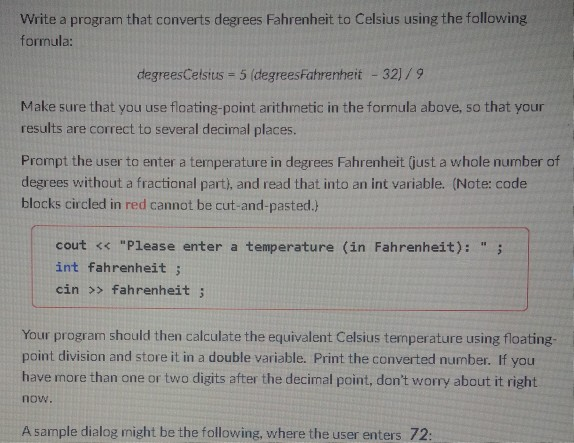 Solved Write A Program That Converts Degrees Fahrenheit To 7045