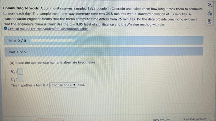Solved Commuting to work: A community survey sampled 1923 | Chegg.com