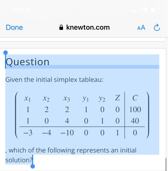Solved Done knewton.com ААС Question Given the initial | Chegg.com