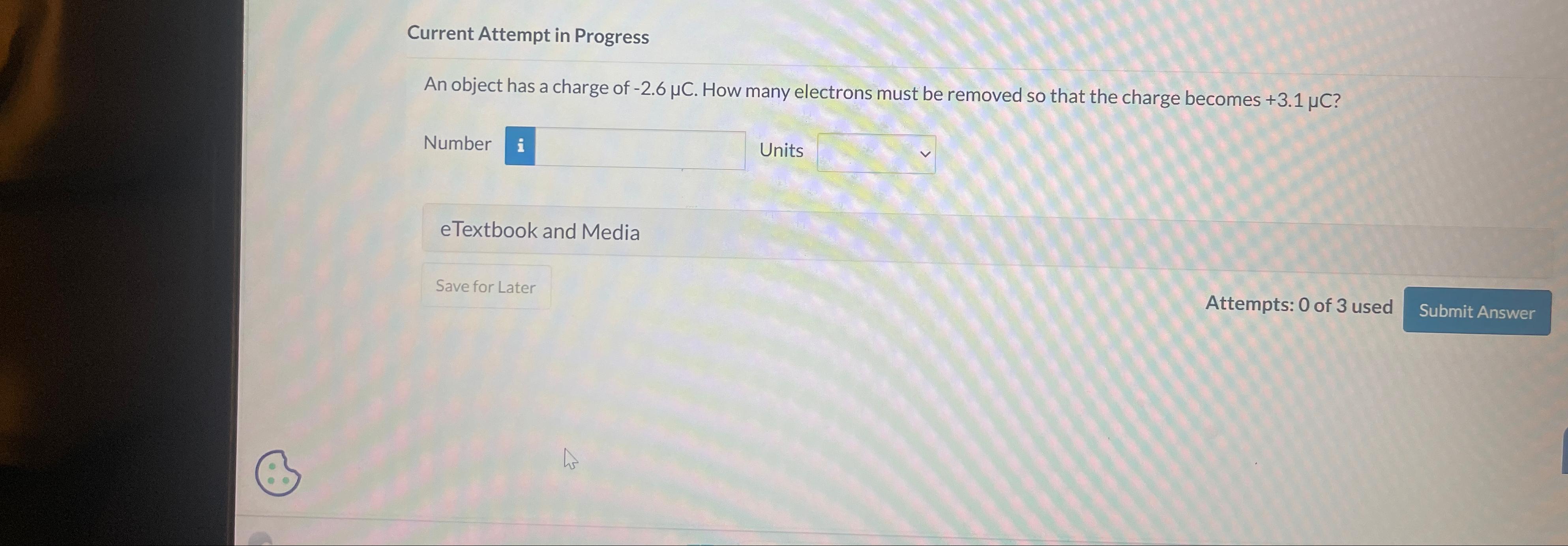 Solved Current Attempt in ProgressAn object has a charge of | Chegg.com