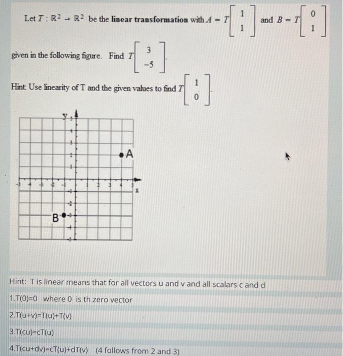 Solved Let T:R2→R2 be the linear transformation with A=T[11] | Chegg.com
