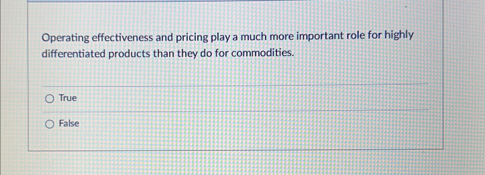 Solved Operating effectiveness and pricing play a much more | Chegg.com