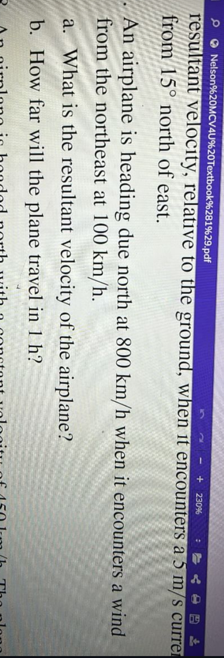 Solved resultant velocity, relative to the ground, when it | Chegg.com