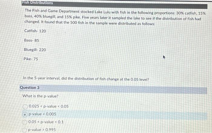 Solved The Fish and Game Department stocked Lake Lulu with | Chegg.com