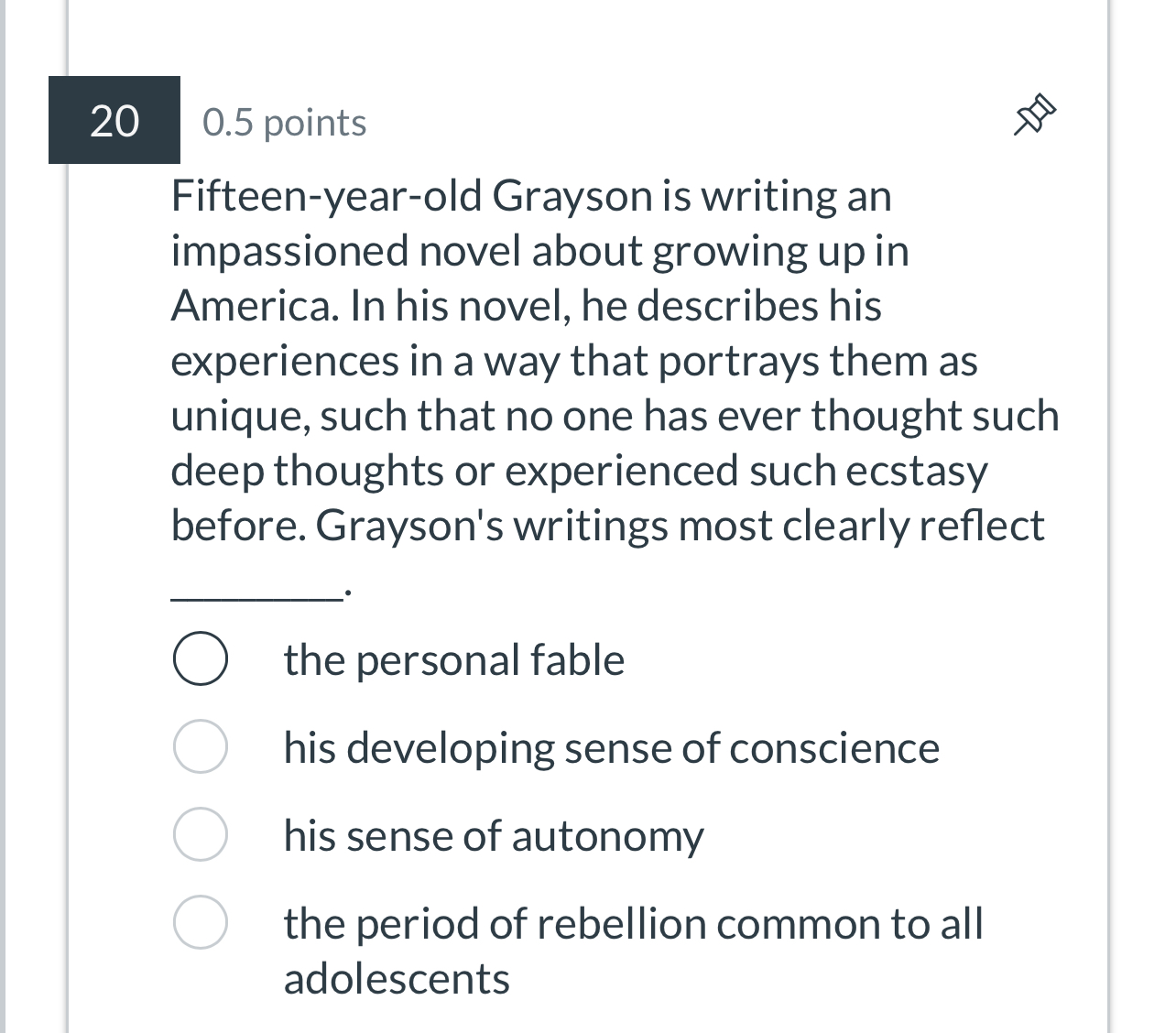Solved 200.5 ﻿pointsFifteen-year-old Grayson is writing an | Chegg.com