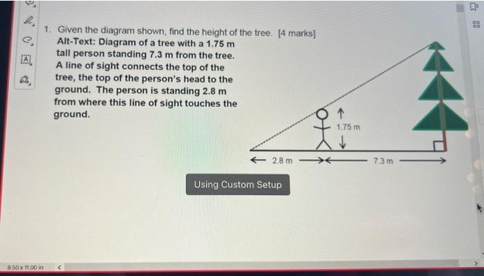 Solved 2. 1. Given the diagram shown, find the height of the | Chegg.com