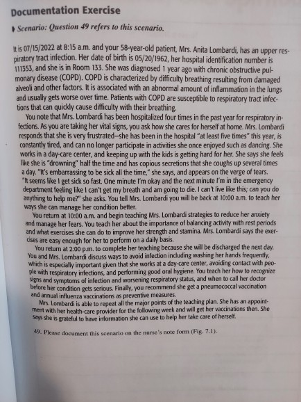Solved 1 Documentation Exercise Scenario: Question 49 refers | Chegg.com