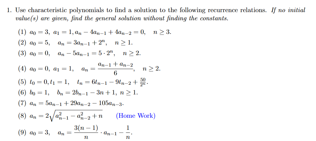 Solved Use characteristic polynomials to find a solution to | Chegg.com