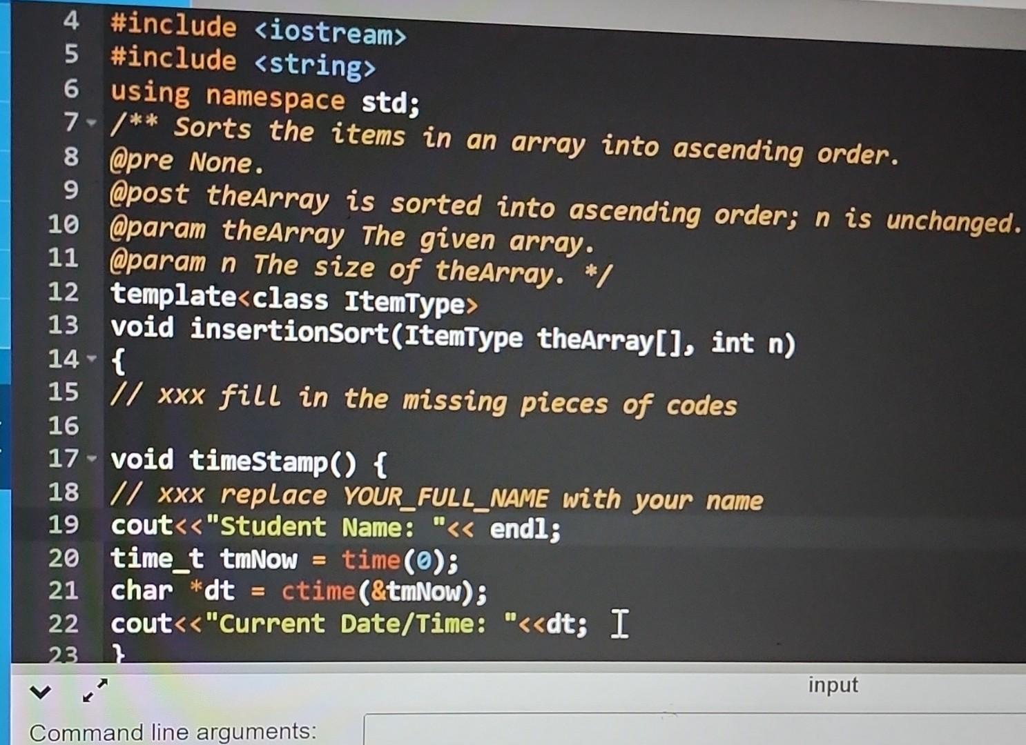 Solved 5 \#include 〈string〉 6 using namespace std; 7. /** | Chegg.com