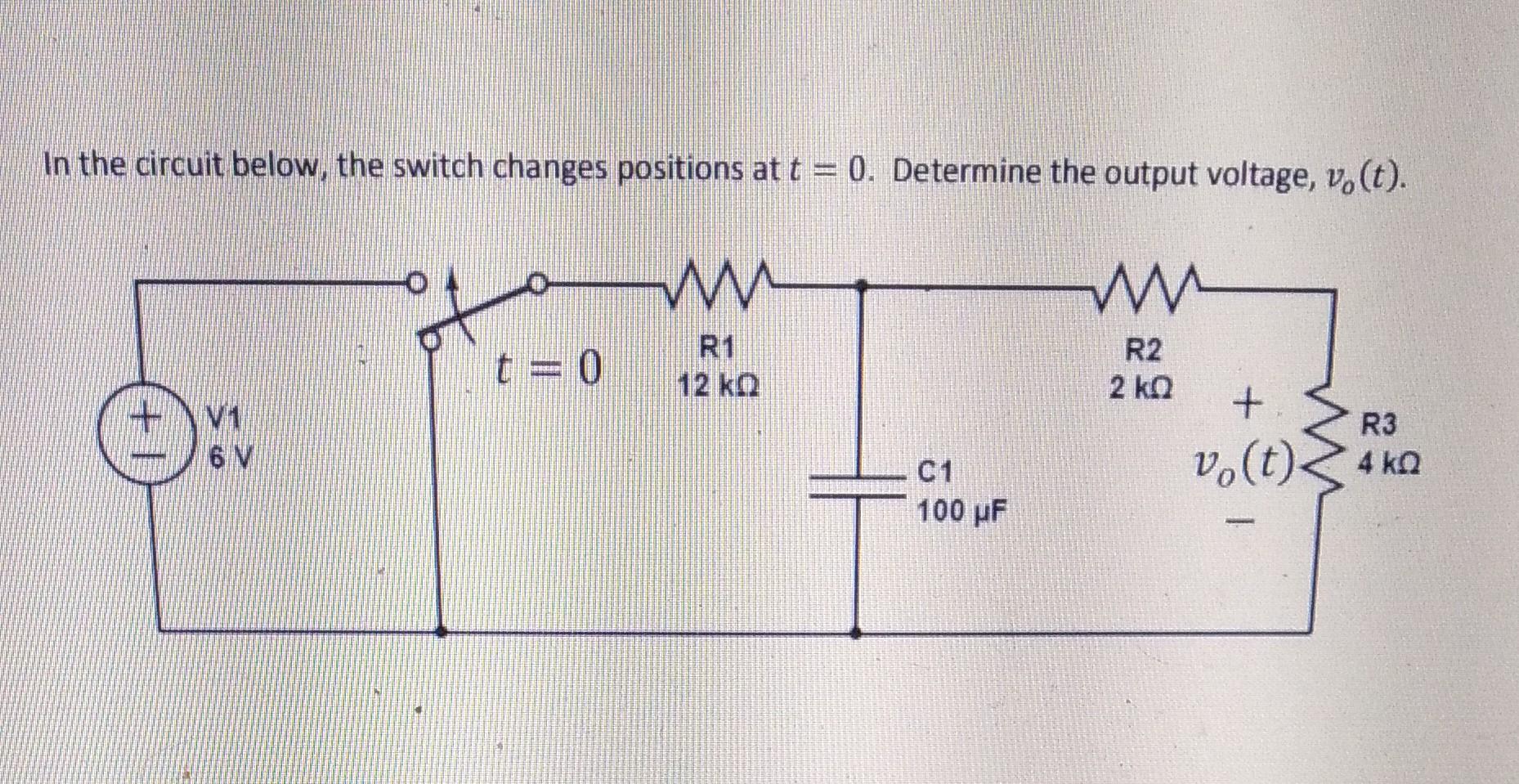 [Solved]: In the circuit below, the switch changes