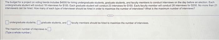 Solved The budgel for a project on voting trends includes | Chegg.com