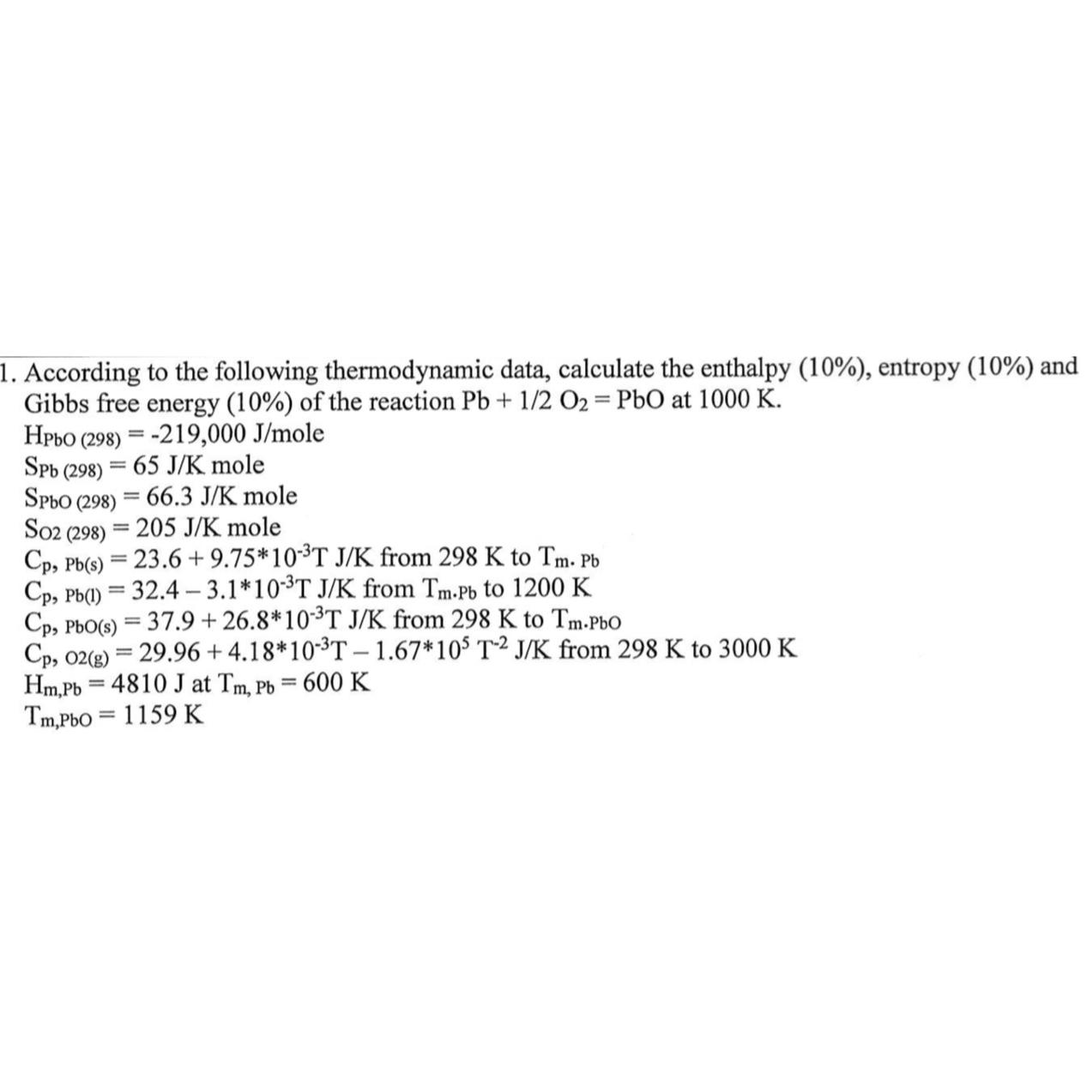 Solved According to the following thermodynamic data, | Chegg.com