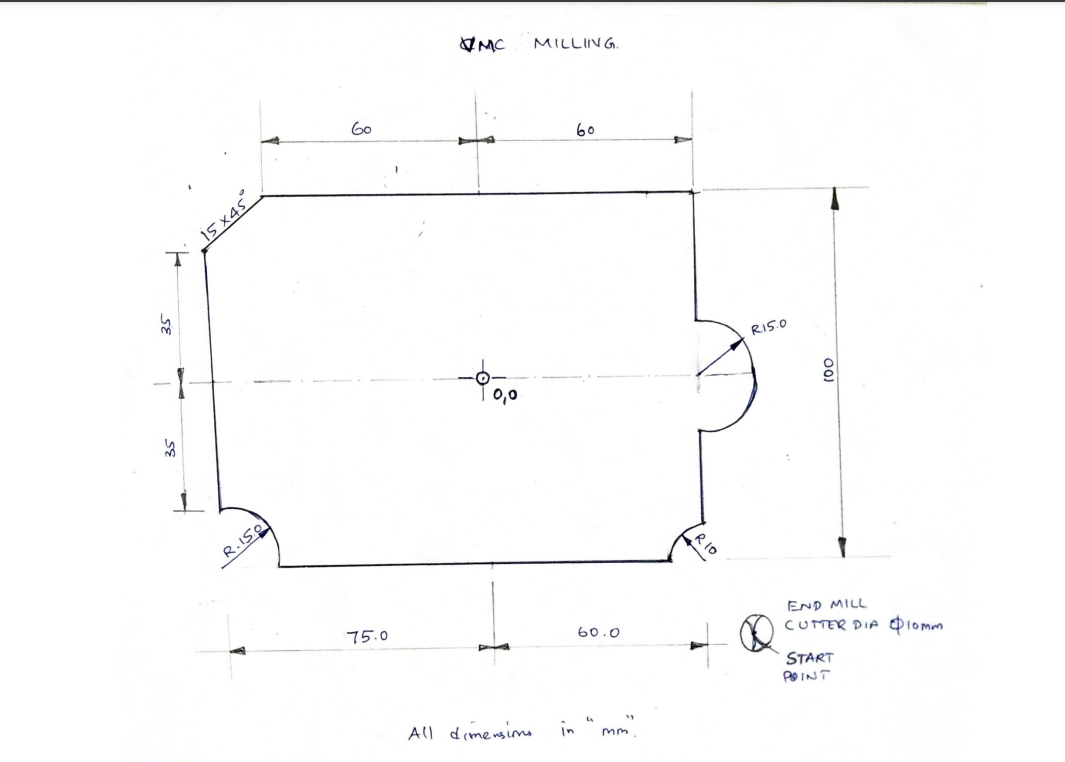 Give Me Cnc Milling Program For Given Component