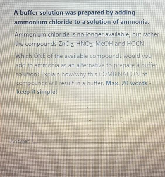 Solved A buffer solution was prepared by adding ammonium | Chegg.com