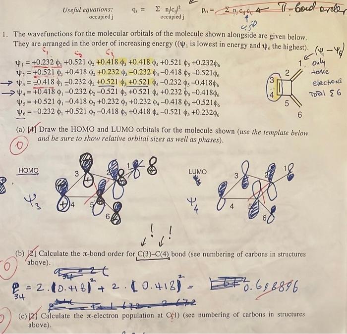 Solved The Wavefunctions For The Molecular Orbitals Of The