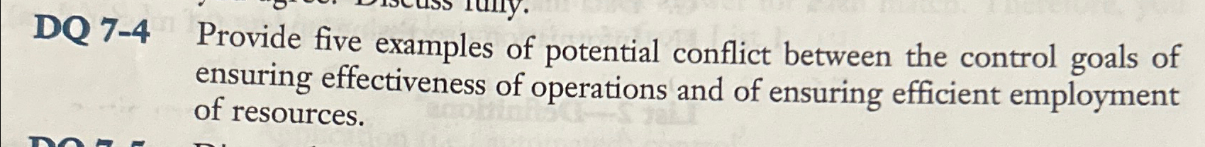 Solved DQ 7-4 ﻿Provide five examples of potential conflict | Chegg.com