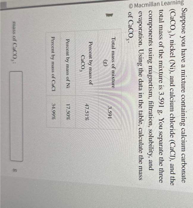 Solved Suppose you have a mixture containing calcium | Chegg.com
