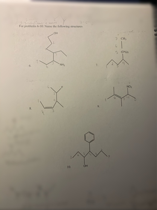 Solved For problems 6-10: Name the following structures OH 7 | Chegg.com