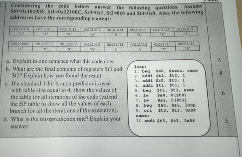 Solved Considering the code bellow answer the following | Chegg.com