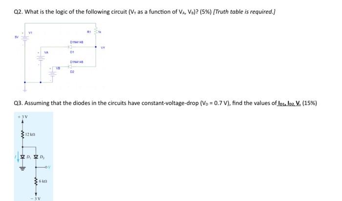 Solved Q2. What is the logic of the following circuit (VY as | Chegg.com