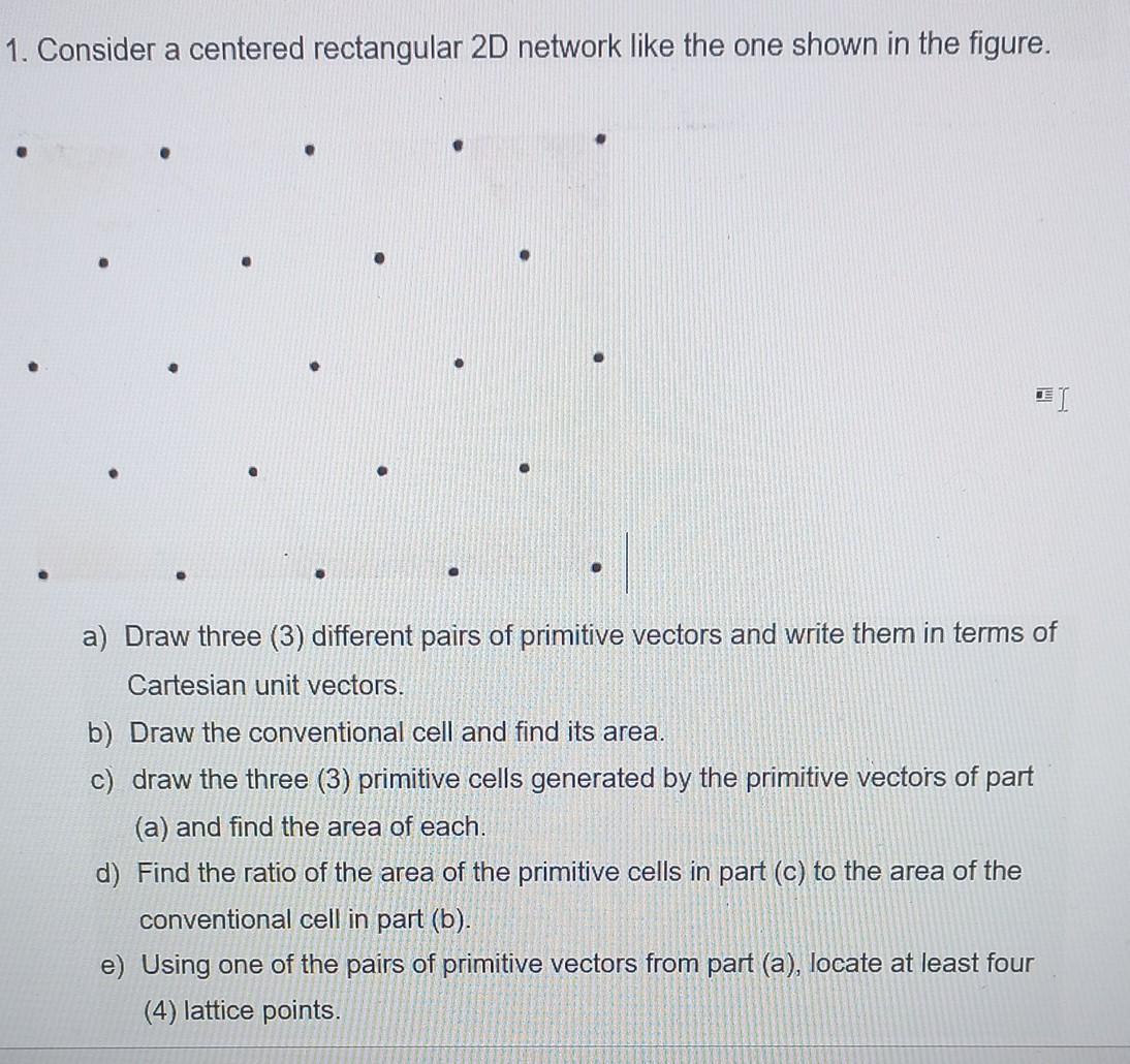 Solved Consider a centered rectangular 2D network like the | Chegg.com