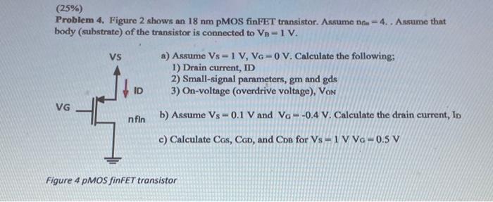 Solved Problem 4. Figure 2 shows an 18 nm pMOS finFET | Chegg.com