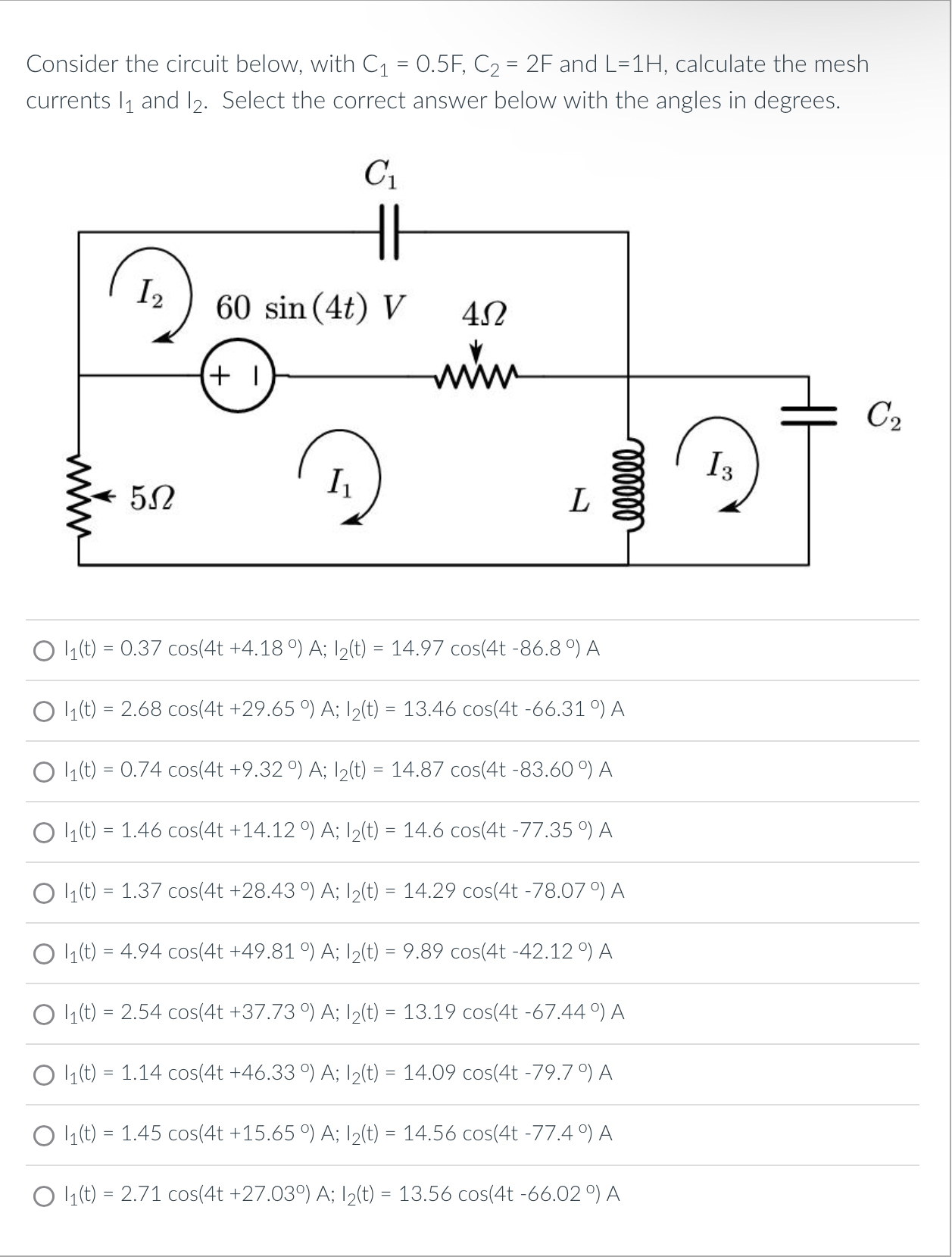 Solved Consider the circuit below, with C1=0.5F,C2=2F ﻿and | Chegg.com