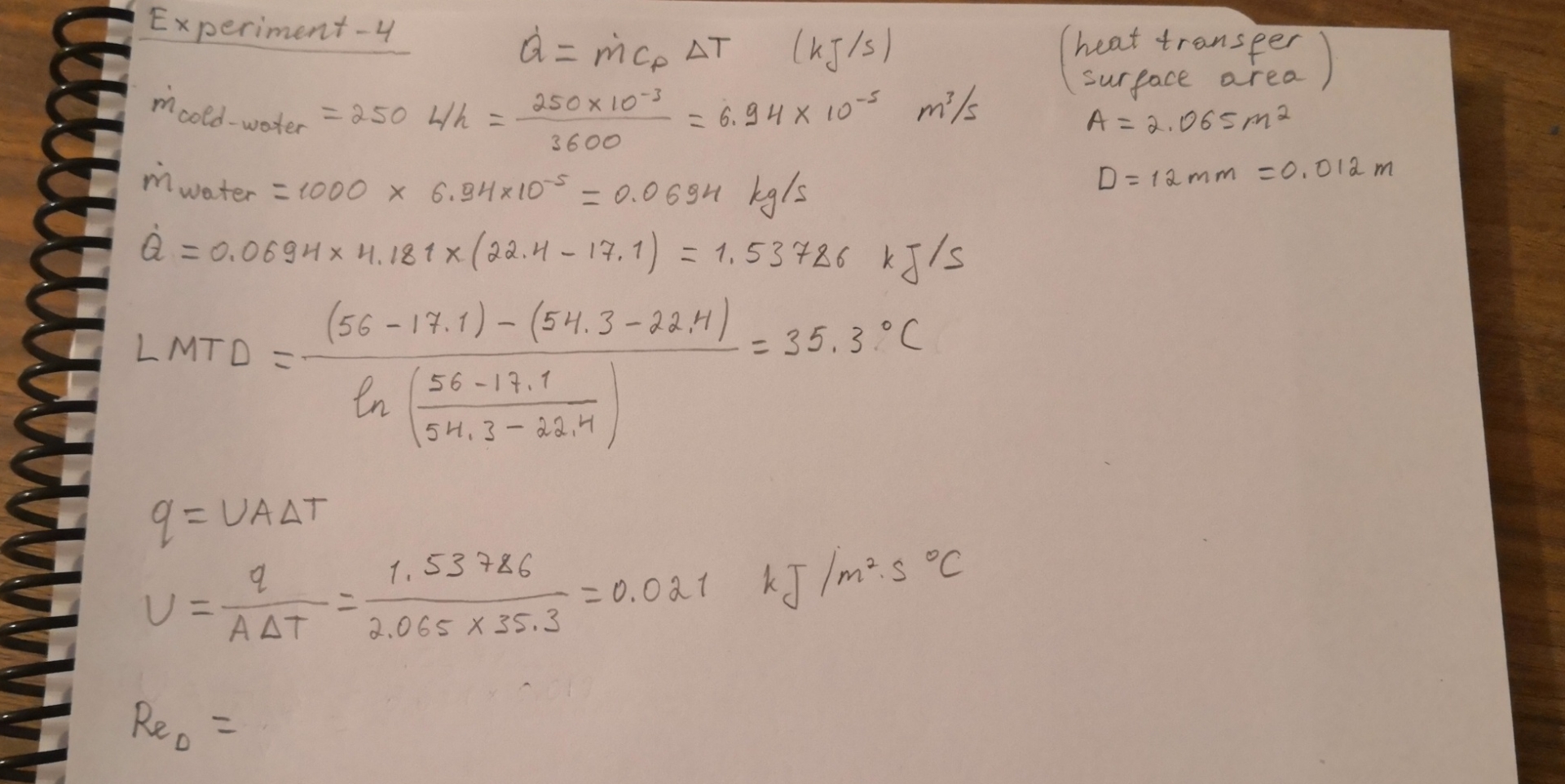 Solved Calculate the Reynolds (D) ﻿and Nusselt number? (For | Chegg.com