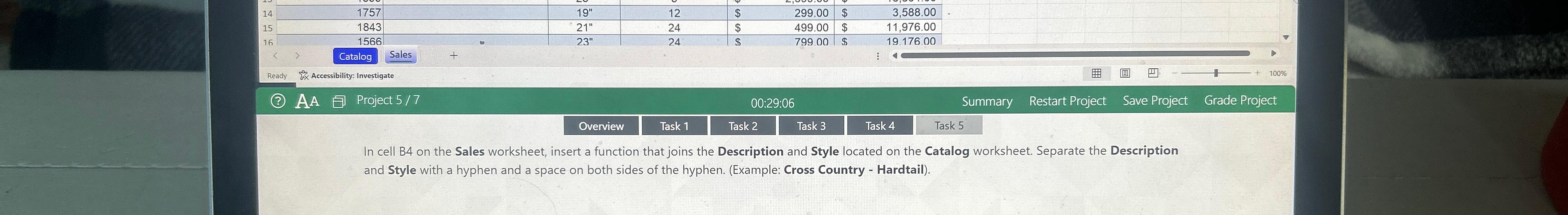 Solved In cell B4 ﻿on the Sales worksheet, insert a function | Chegg.com