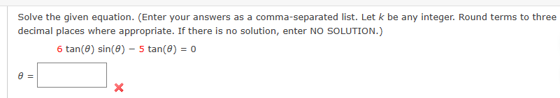 Solved Solve the given equation. (Enter your answers as a | Chegg.com