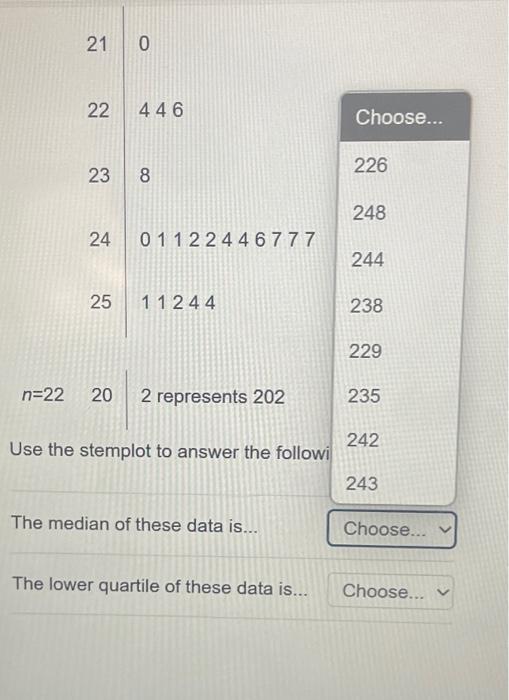 Solved A Stemplot Of A Batch Of Data Is Given Below 