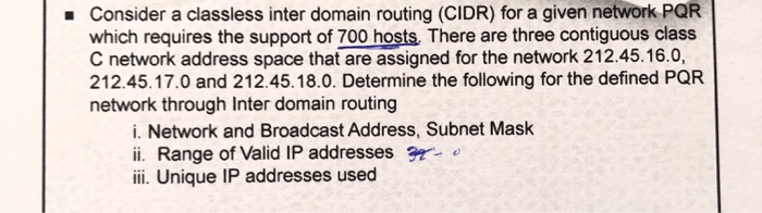 Consider a classless inter domain routing (CIDR) for | Chegg.com