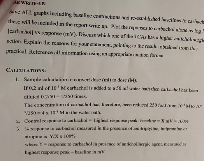 Solved AB WRITE-UP: Save ALL graphs including baseline | Chegg.com