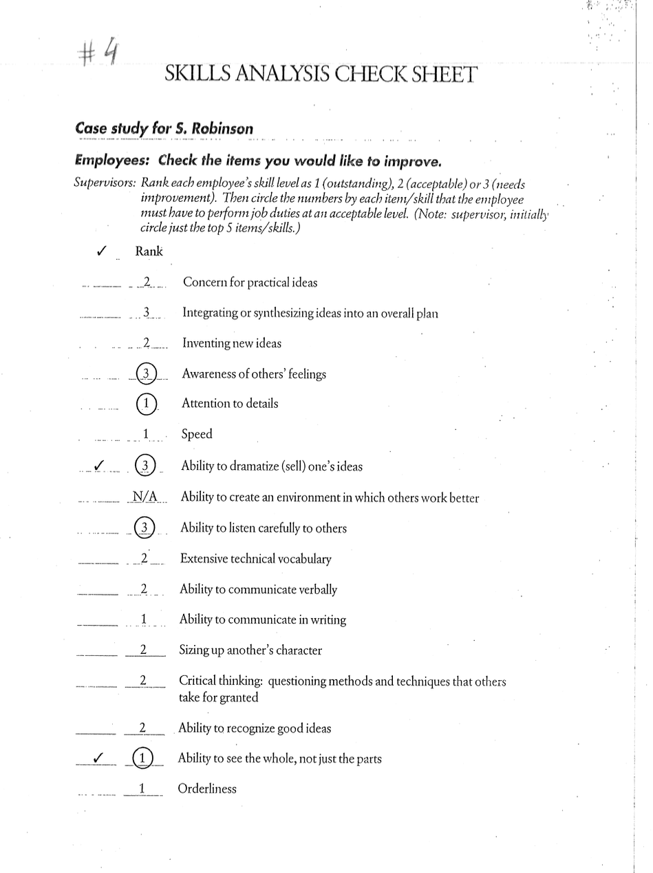 Solved Based on the “Skills analysis check sheet,” | Chegg.com
