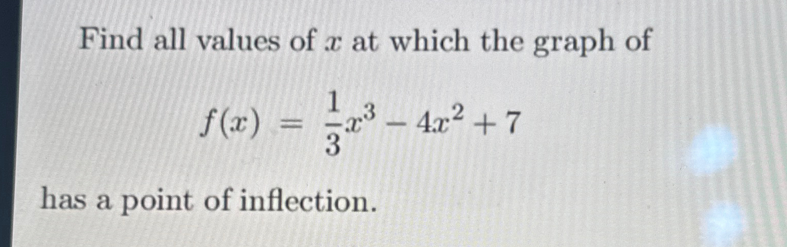 Solved Find all values of x ﻿at which the graph | Chegg.com