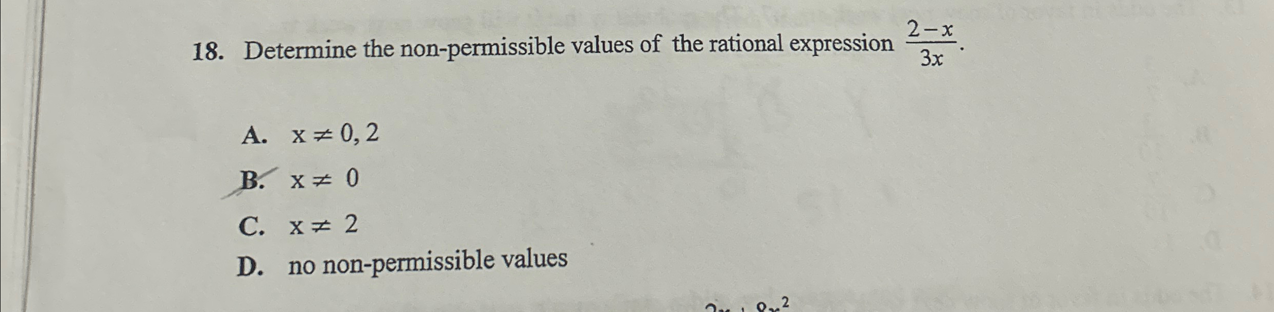 Solved Determine the non-permissible values of the rational | Chegg.com