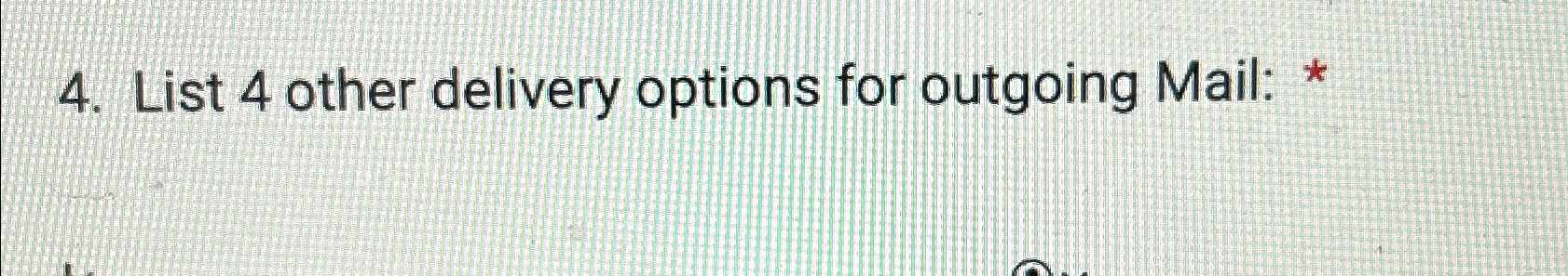 Solved List 4 ﻿other delivery options for outgoing Mail: * | Chegg.com