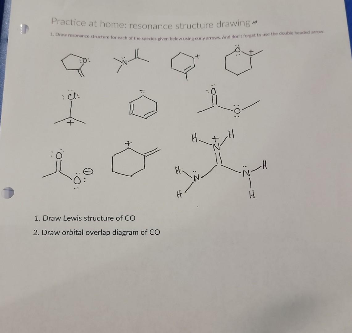Solved Practice at home: resonance structure drawing ⋆ 1. | Chegg.com