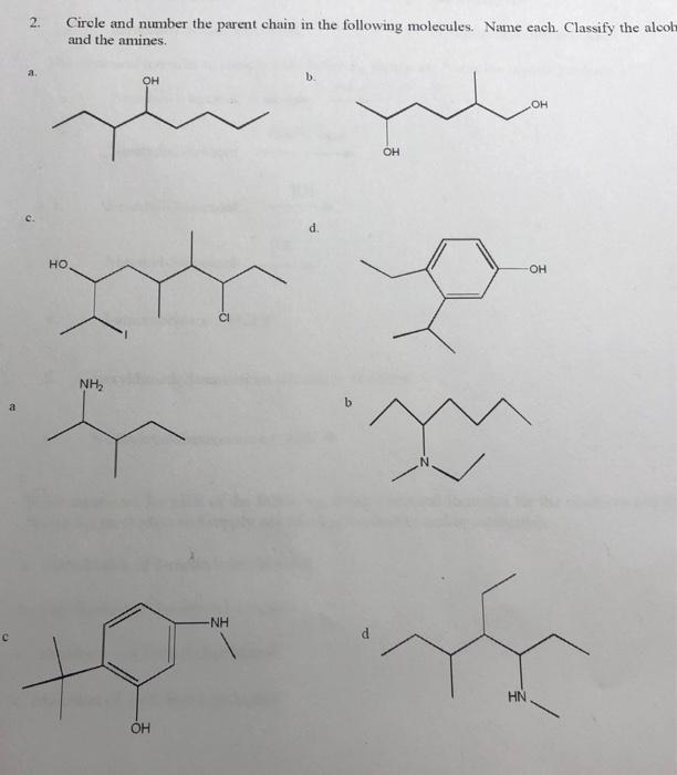 Solved 2. Circle and number the parent chain in the | Chegg.com