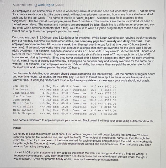 Solved Attached Files: work_log.txt (264 B) Our employees | Chegg.com