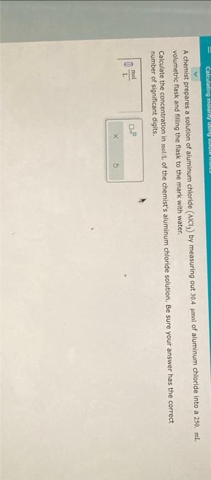 Solved A chemist prepares a solution of aluminum chloride | Chegg.com