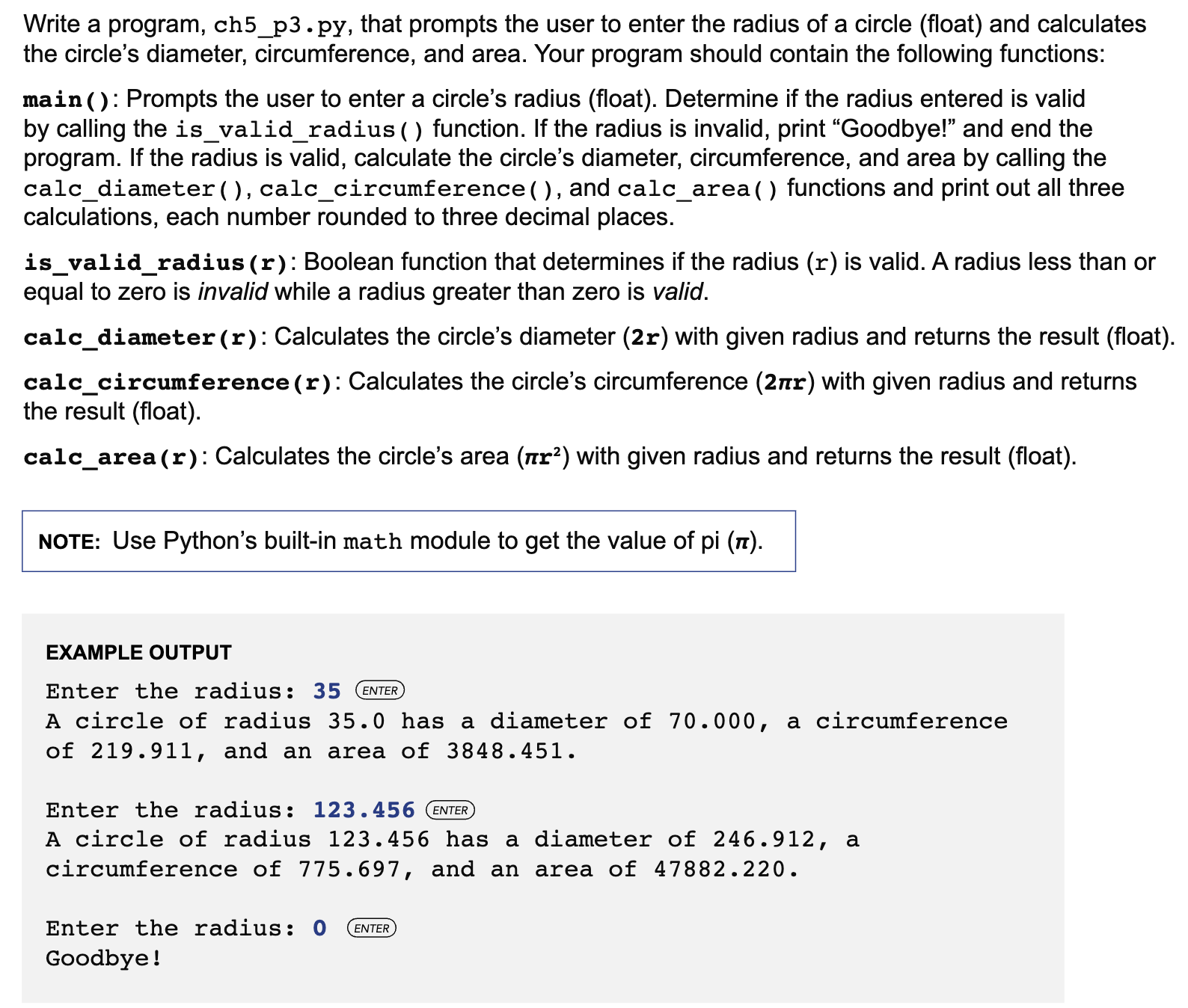 Solved Python !!!!Please write in Python!! Write a program, | Chegg.com