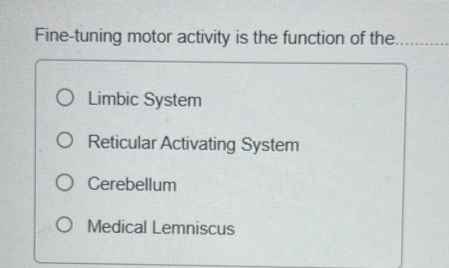 Solved Fine-tuning motor activity is the function of the | Chegg.com